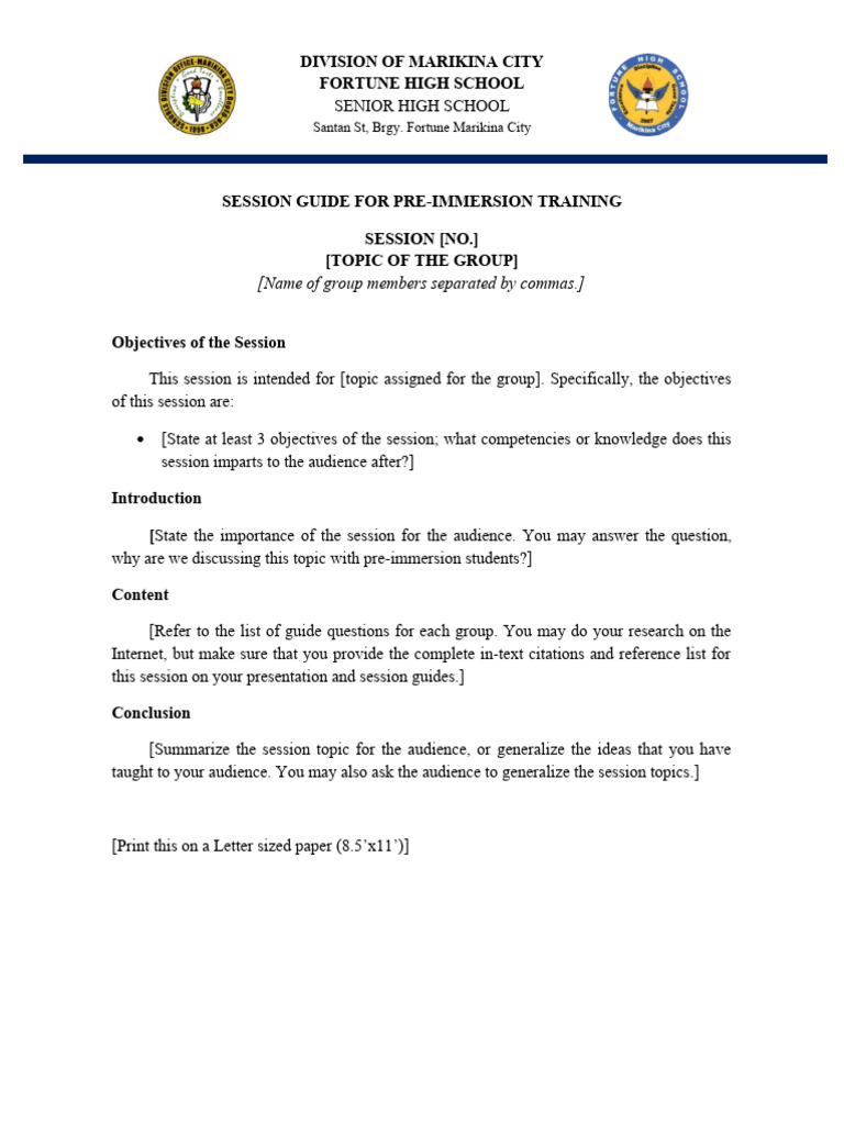 Session Guide for Pre Immersion | PDF | Business
