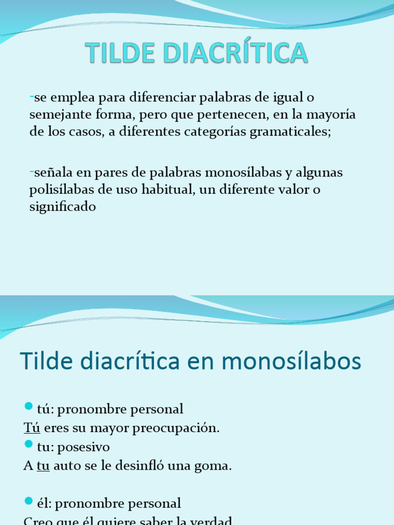 Tilde Diacrítica en Monosílabos y Polisílabos | PDF | Tipología ...