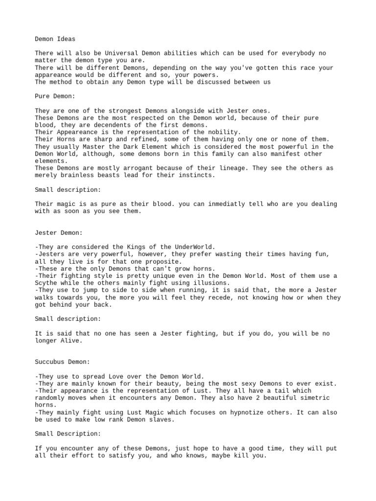 Types of Demons and Their Abilities | PDF | Demons