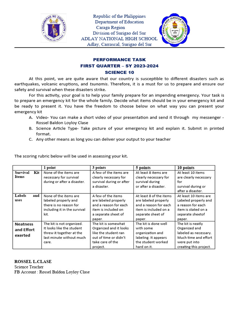 performance-task-1-science-10 | PDF | Geological Hazards | Natural Hazards