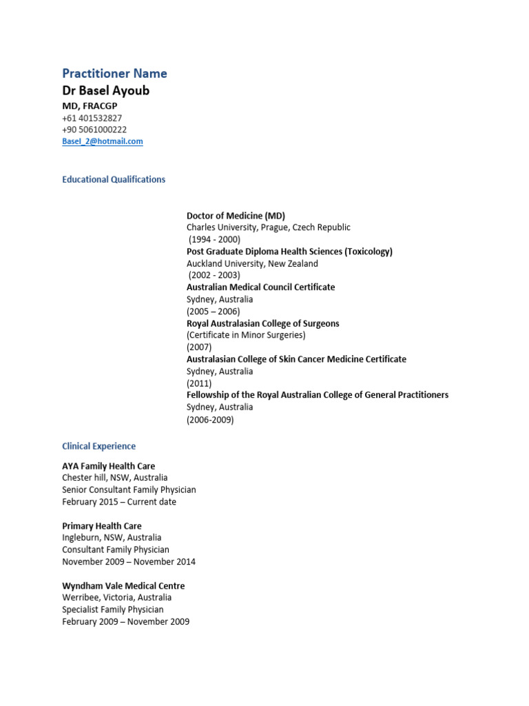 CV Updated 1 | Download Free PDF | General Practitioner | Physician
