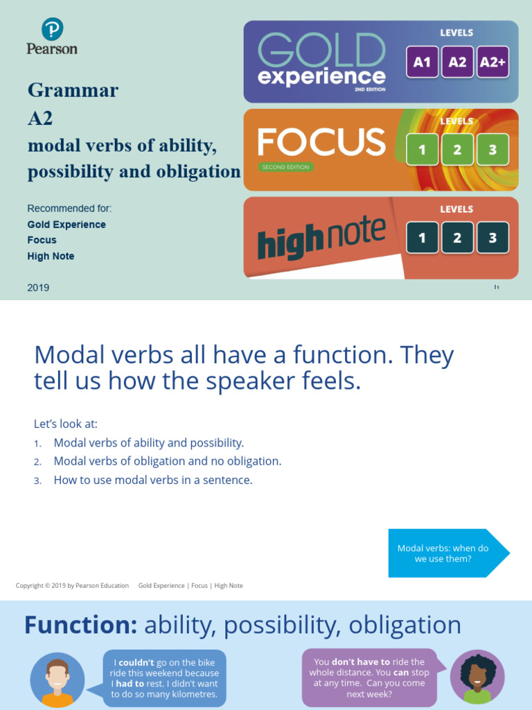 Grammar A2_7 modal verbs of ability, possibility and obligation | PDF ...