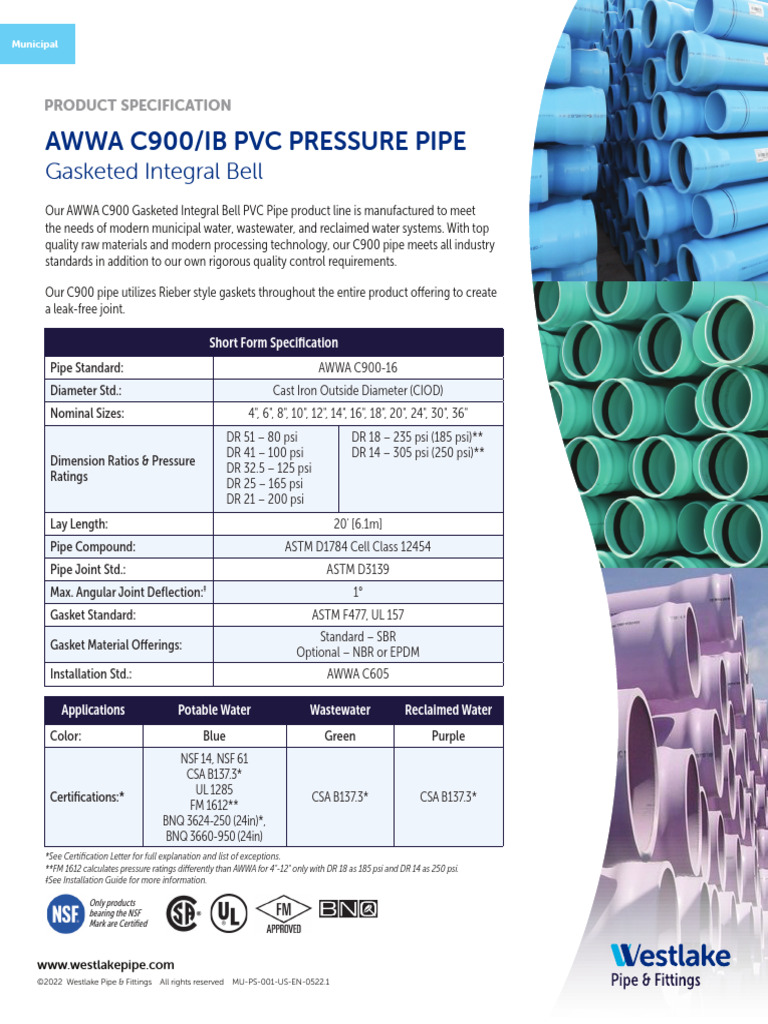 MU-PS-001-US-EN-0522.1_C900-IB-PVC-Pressure-Pipe_v1 | PDF | Pipe (Fluid ...