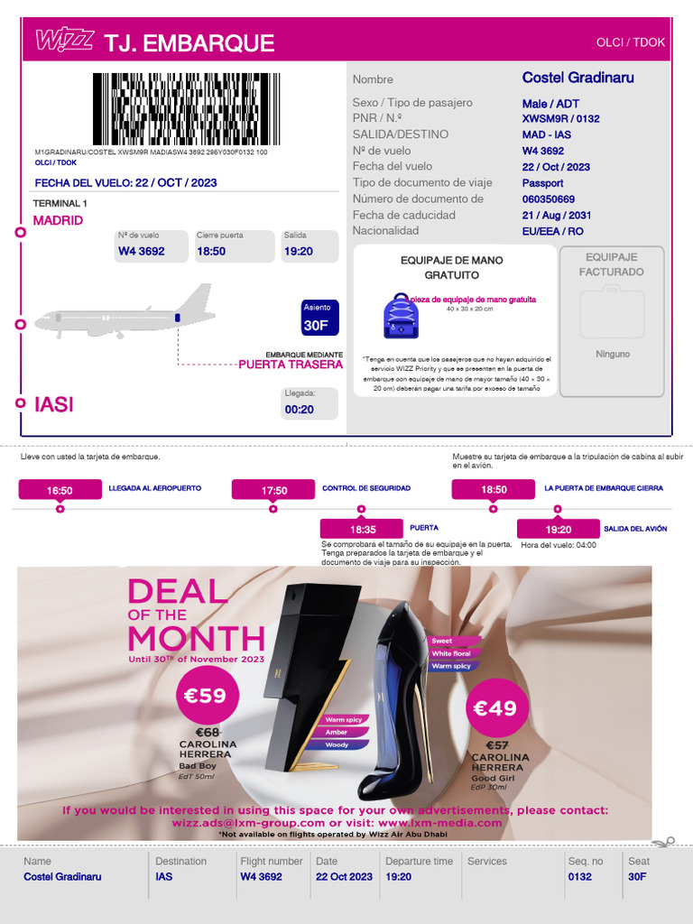 BoardingCard 335133975 MAD IAS | PDF | aerolíneas | Aviación