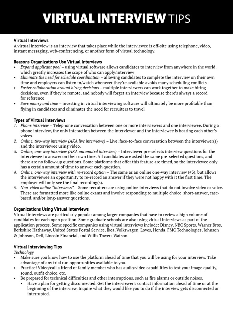 Virtual Interview Tips 1 | PDF | Interview | Job Interview