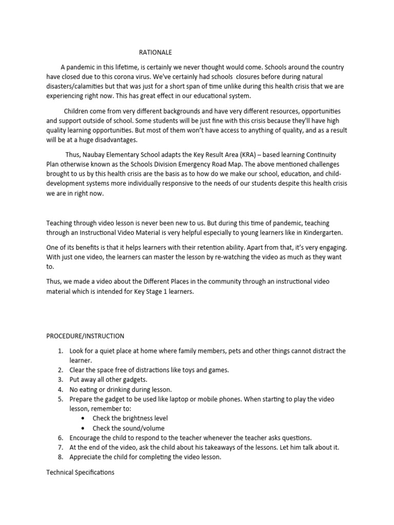 RATIONALE | PDF | Learning | Teachers