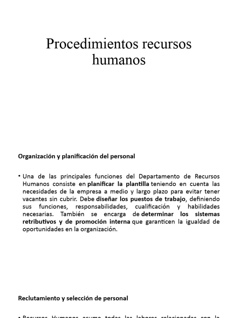 Procedimientos recursos humanos | PDF | Gestión de recursos humanos | Business