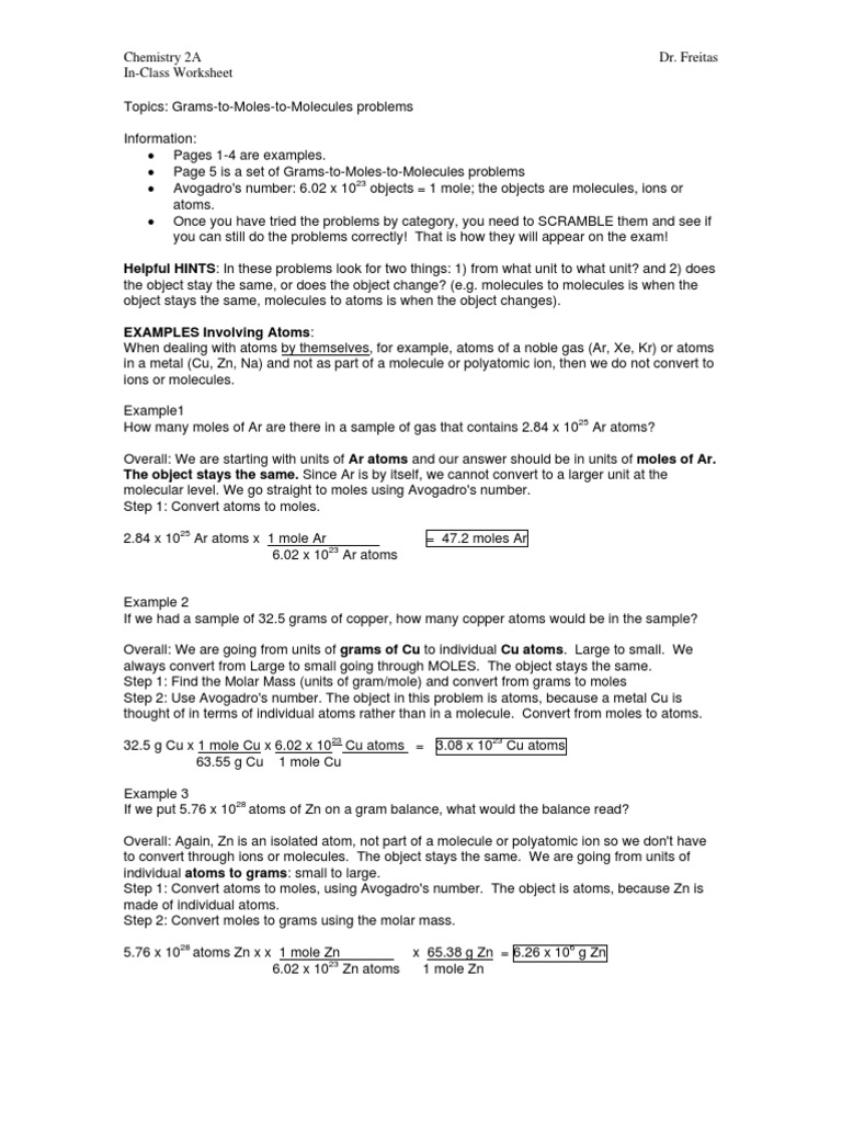 14 Grams To Moles To Molecules | PDF | Mole (Unit) | Ion