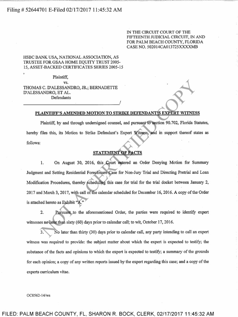 Motion To Strike Evidence List | PDF | Daubert V. Merrell Dow ...