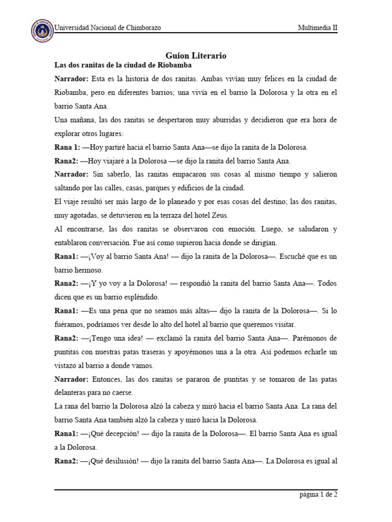 Guion Literario Cuento | PDF