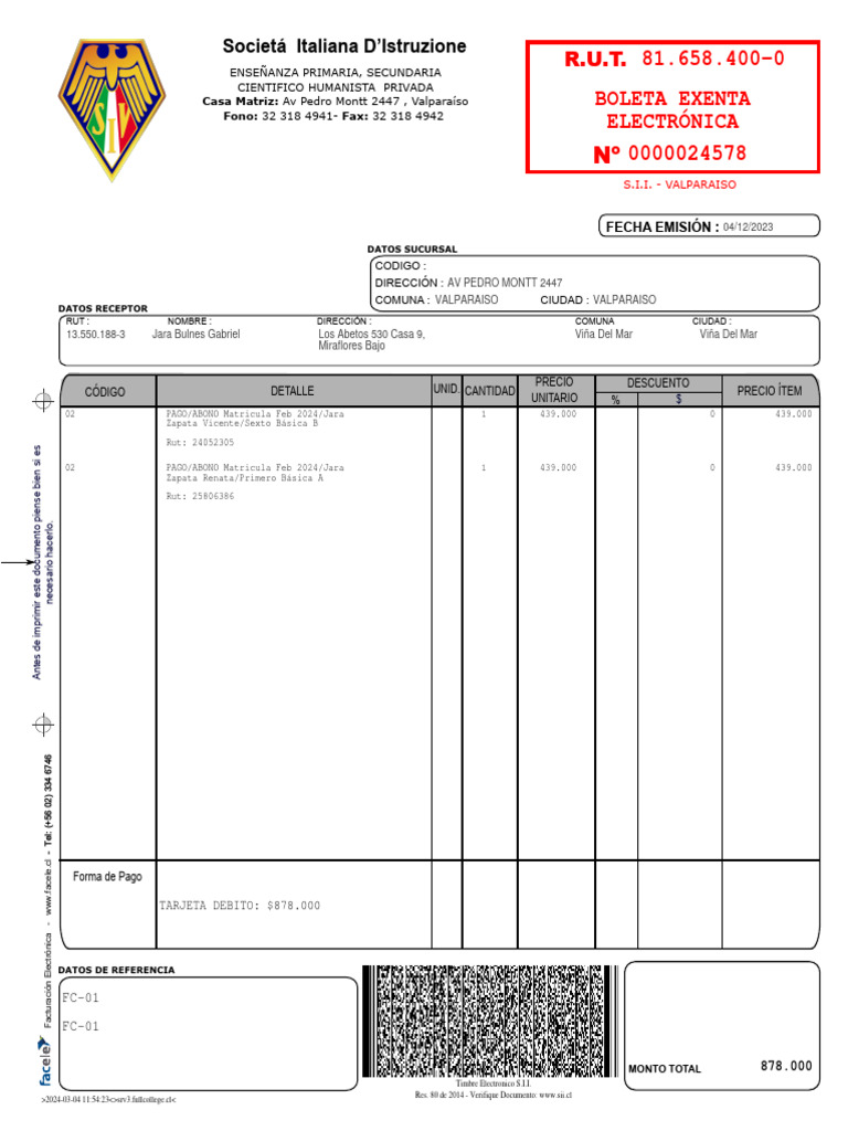 Boleta 24578 | PDF