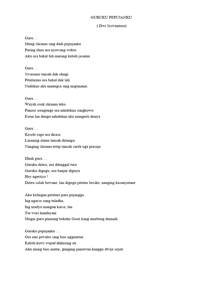 Guruku Pepujanku Puisi Jawa | PDF