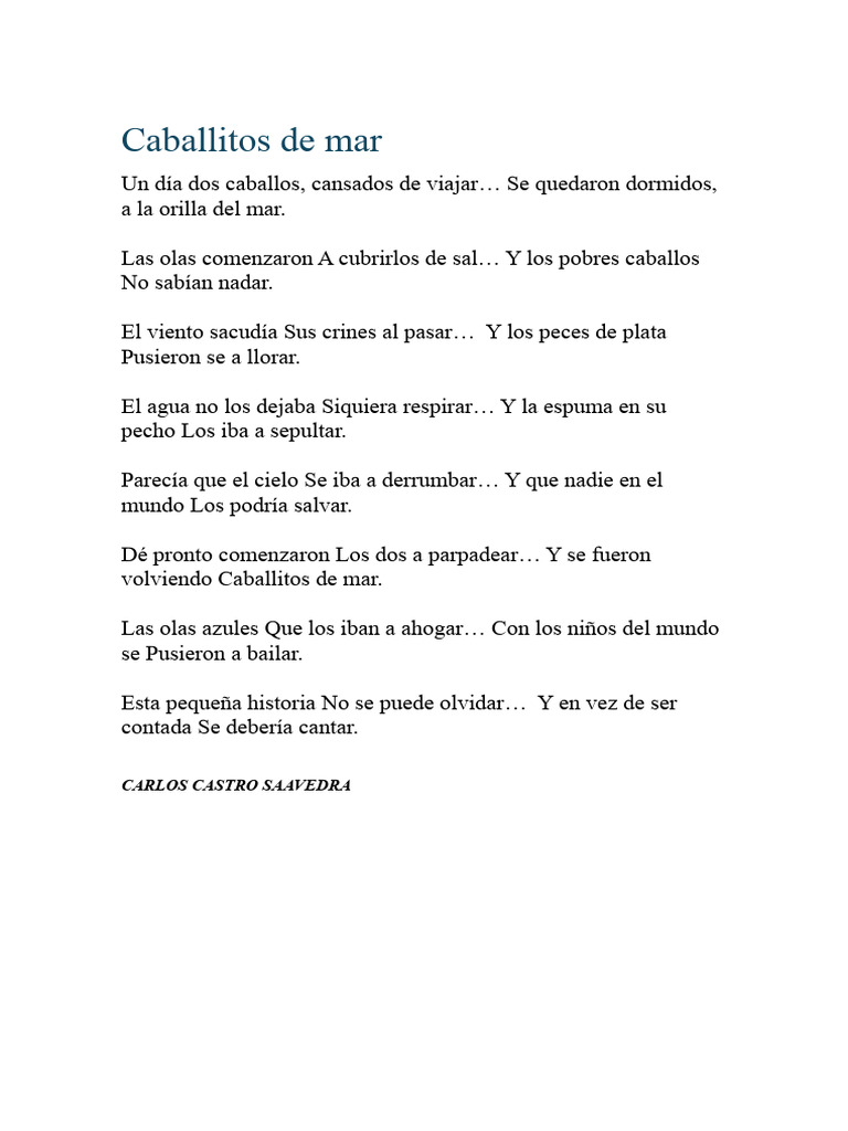 Caballitos de Mar Poema | PDF