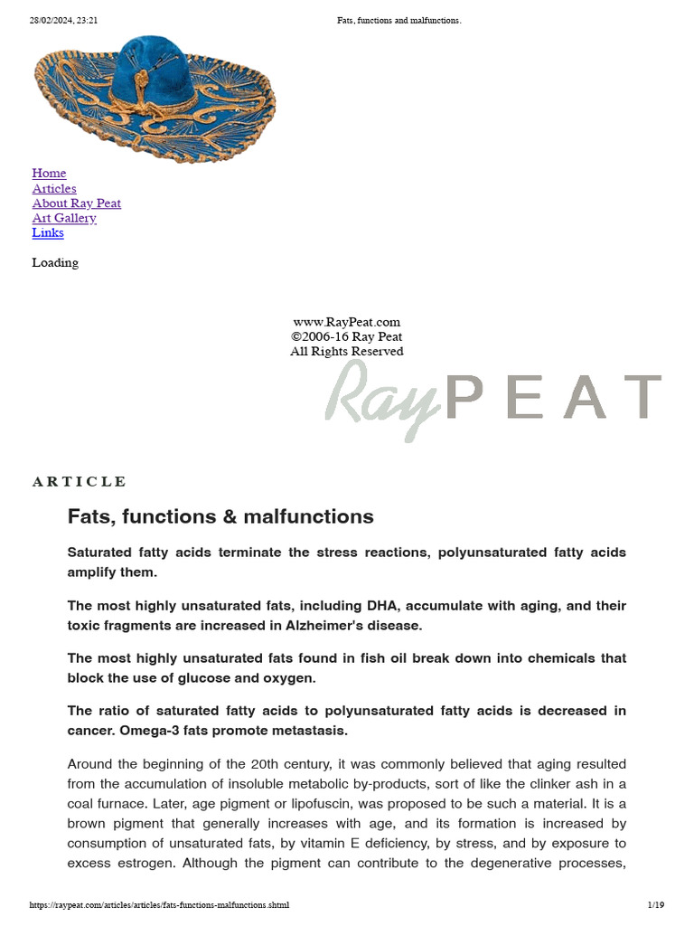 Fats, Functions and Malfunctions | PDF | Fatty Acid | Fat