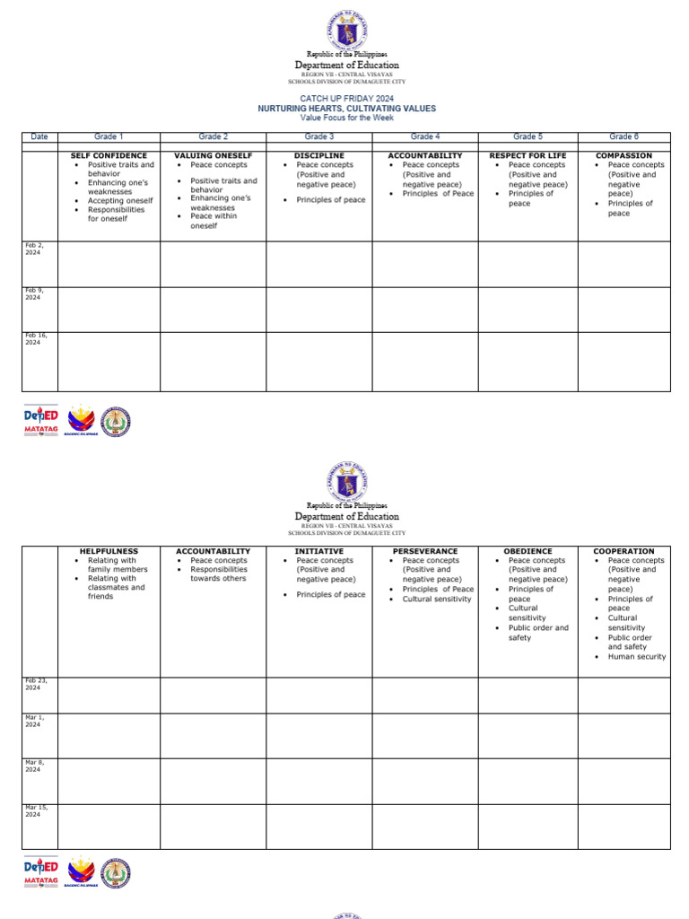 INSET Catch Up Friday Worksheets Gr3 Final | PDF | Peace | Social Justice