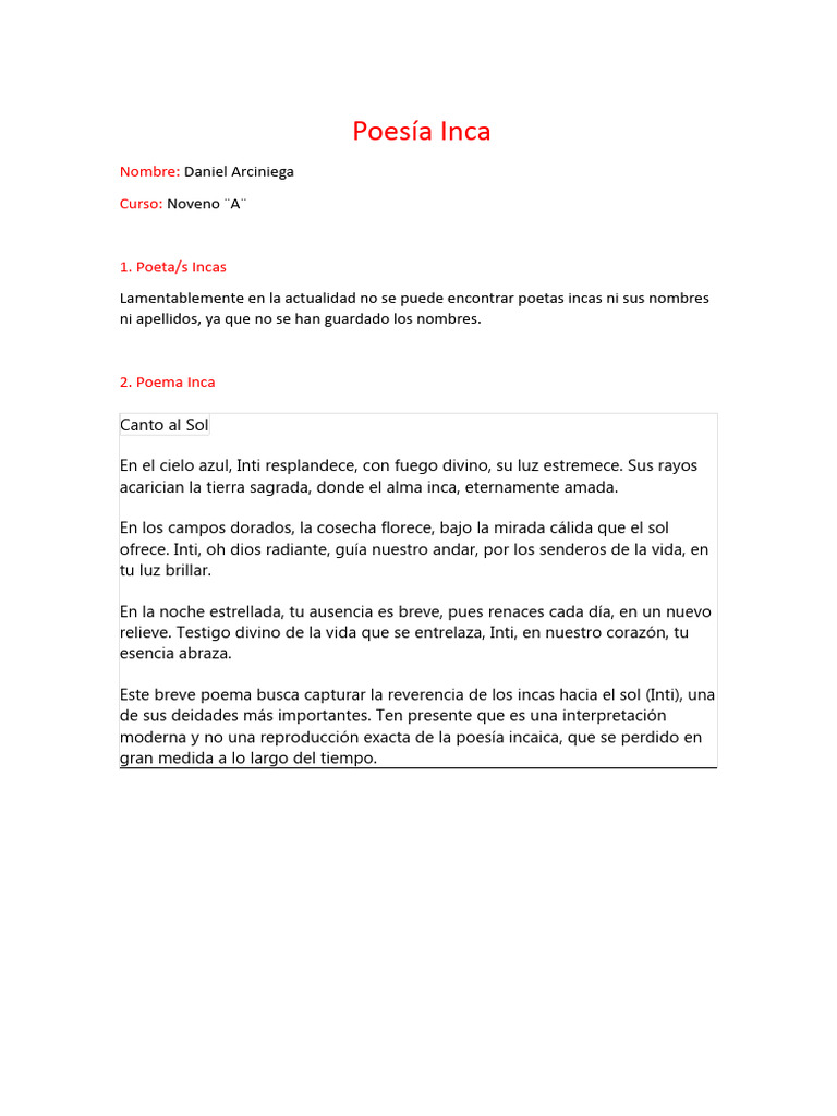 Poesía Inca | PDF