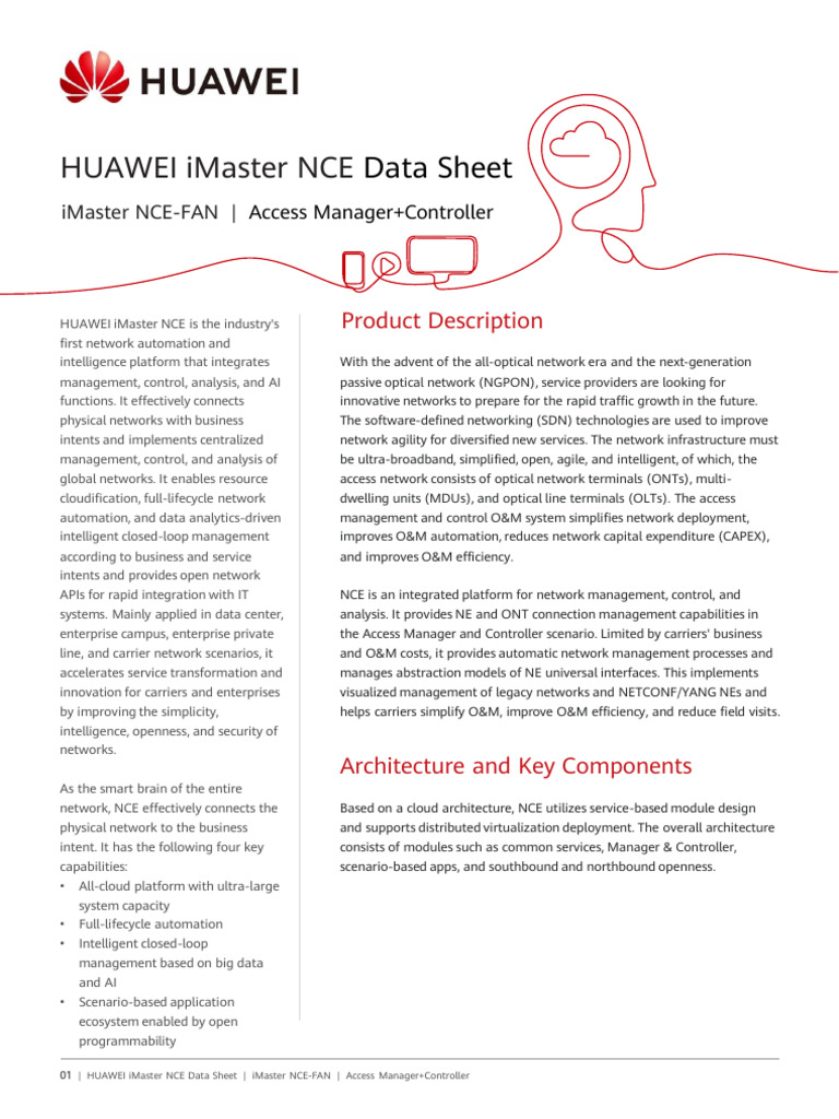 HUAWEI Imaster NCE-FAN V100R022C10 Data Sheet (Access Manager ...