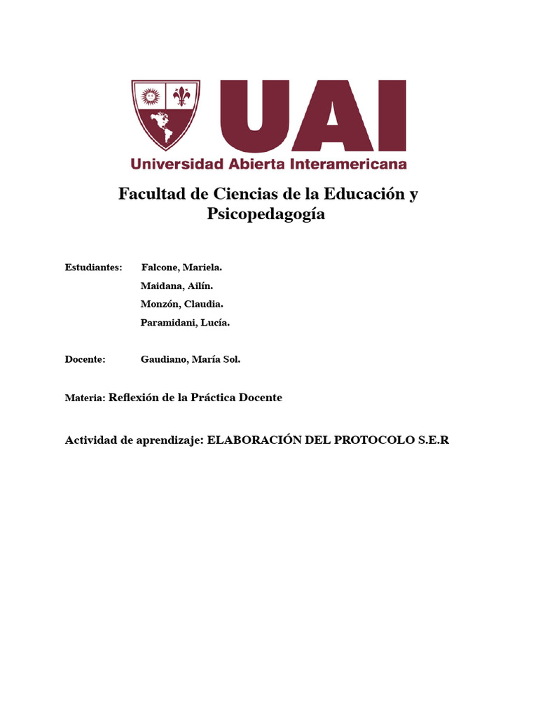 TP Elaboración Del Protocolo Ser | PDF | Aprendizaje | Plan de estudios