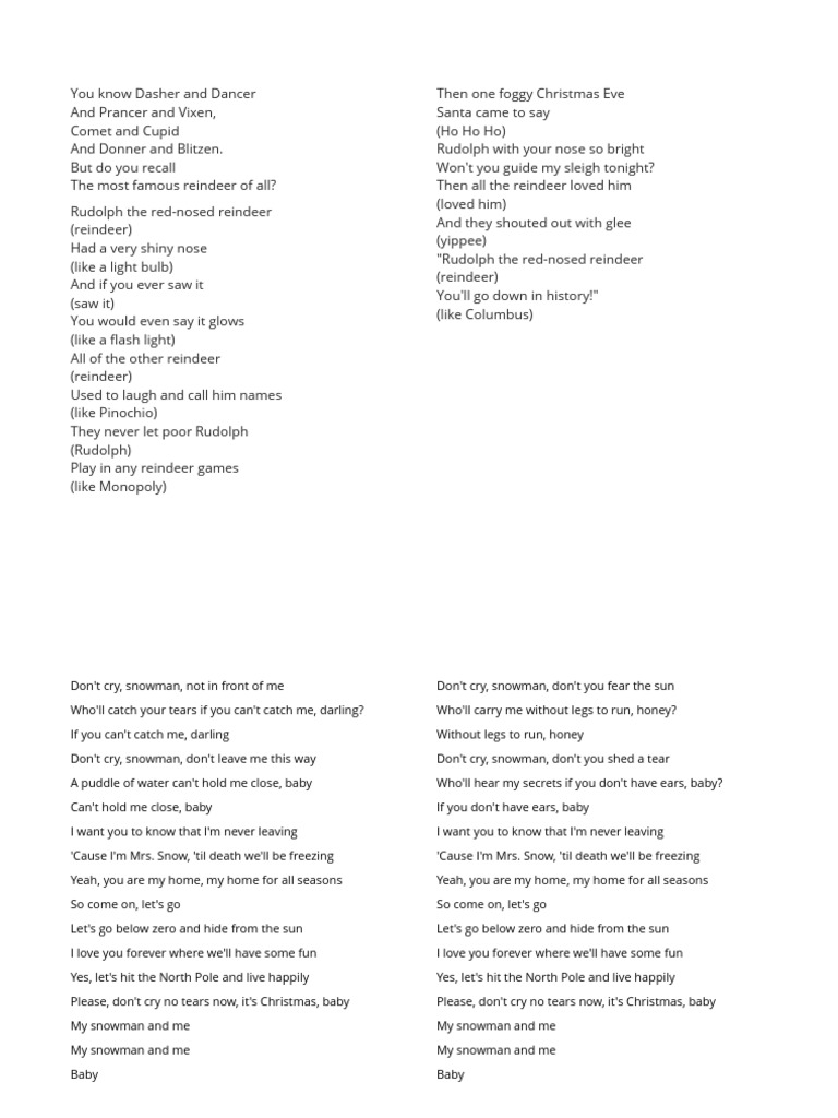 You Know Dasher and Dancer | PDF | Santa Claus's Reindeer | Rudolph The ...