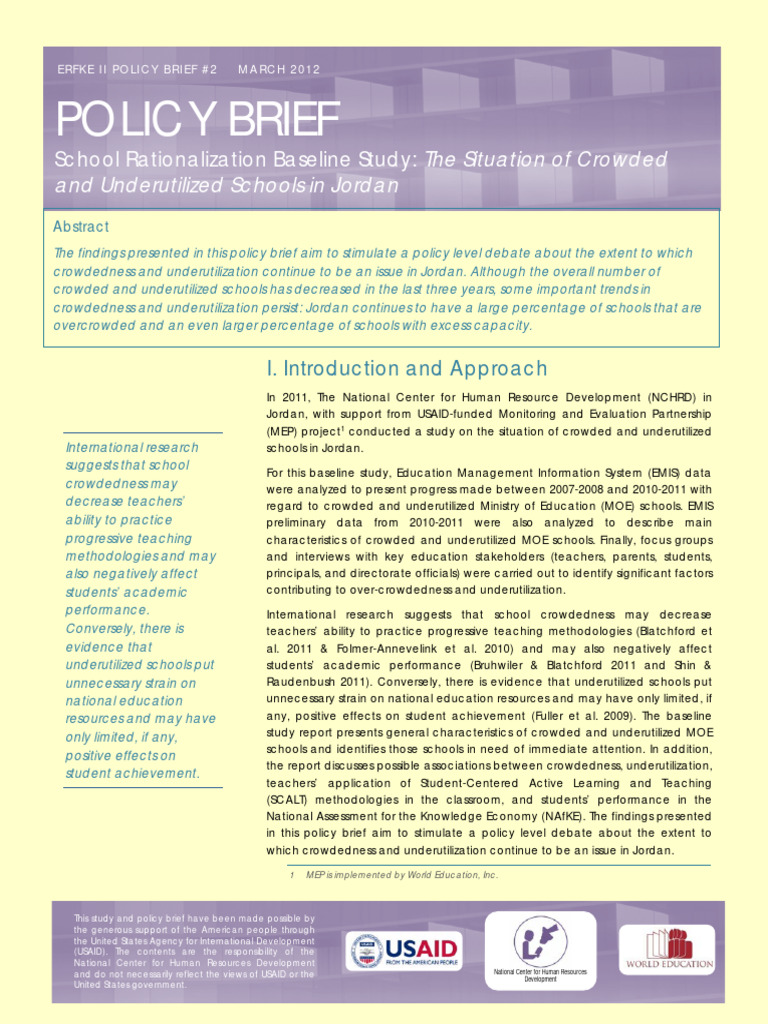 POLICY BRIEF - Rationalization Baseline - The Situation of Crowded and ...