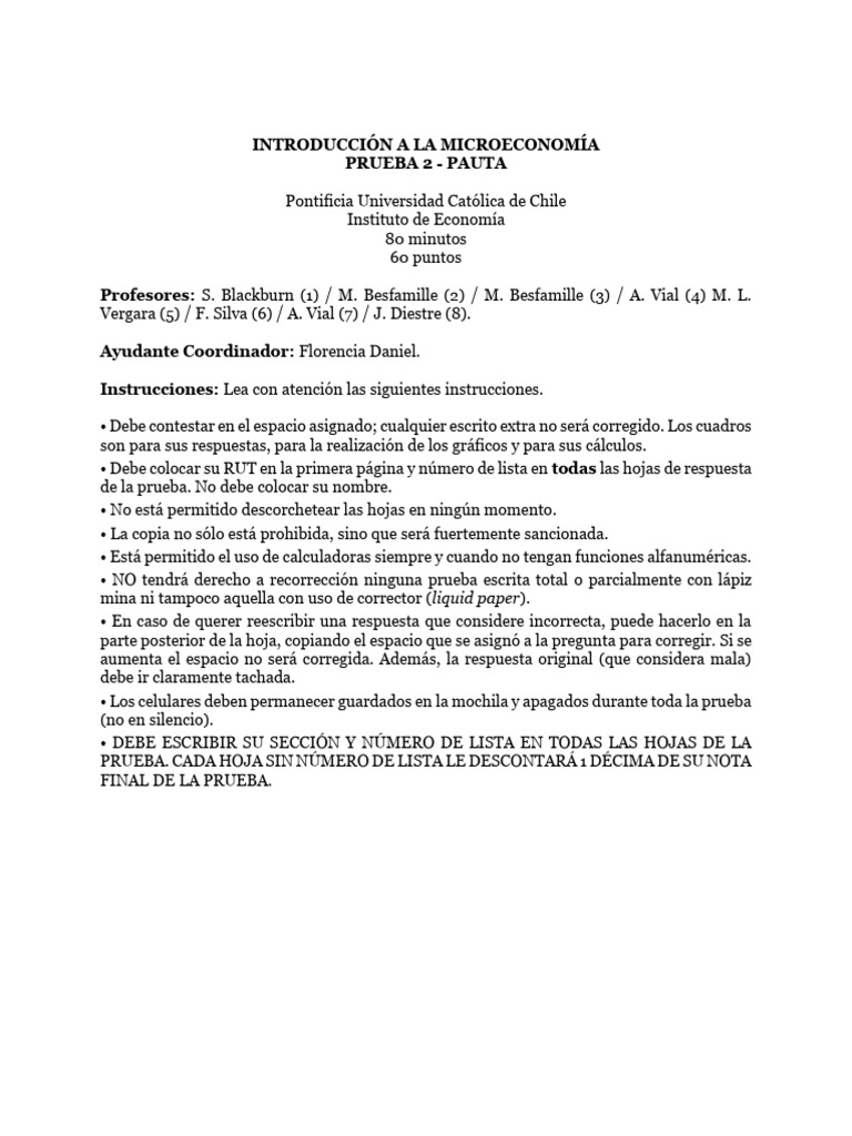 Prueba 2 2023 - Pauta (Sin Puntajes) | PDF