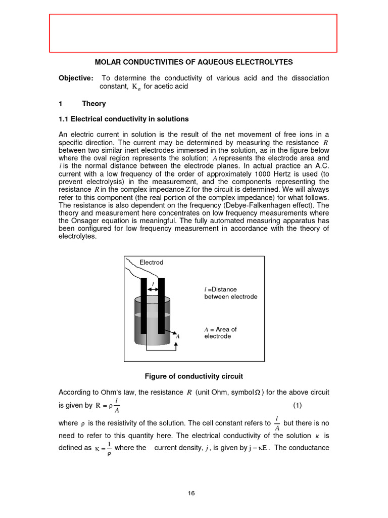 Experiment1 Molar - Conductivities of Aqu | PDF | Electrolyte ...