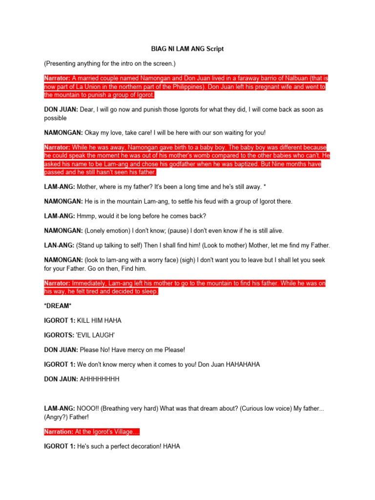 Biag Ni Lam Ang Script | PDF