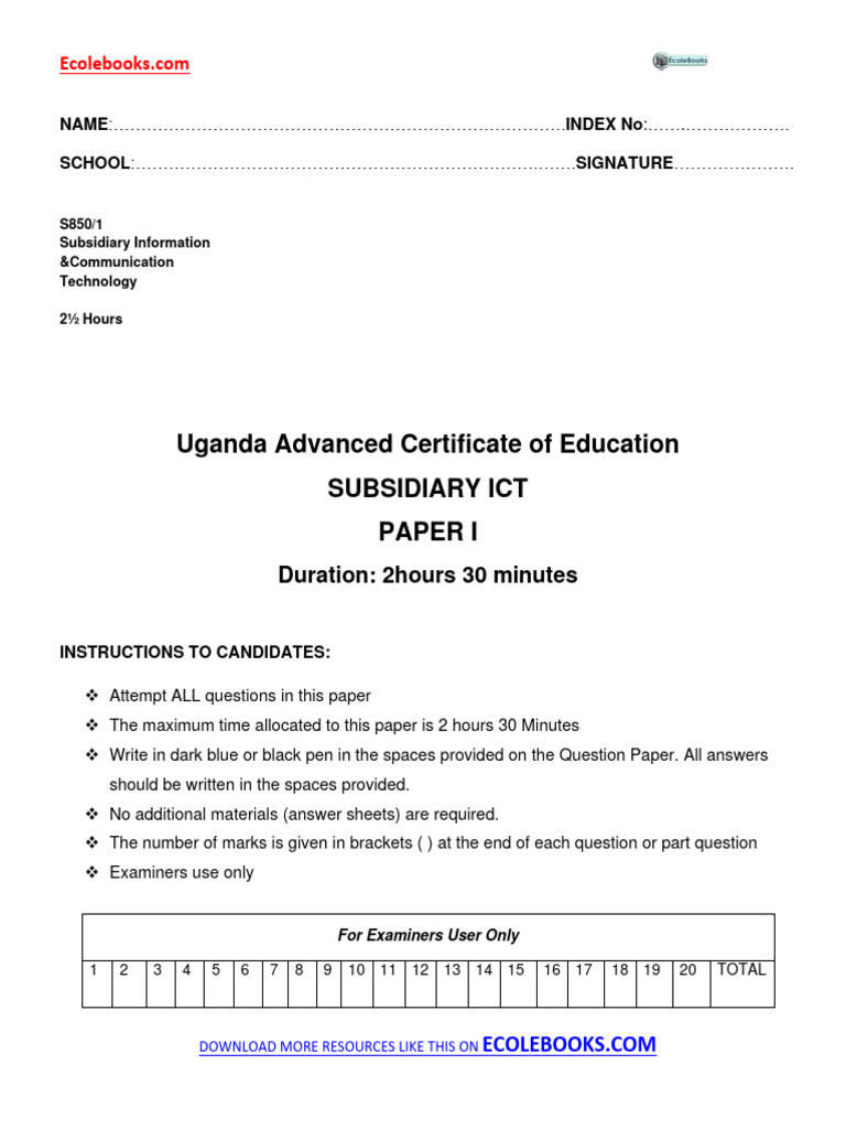 S 6 Subsidary Ict Paper 1 Set 2-1 | PDF | Icon (Computing) | Computer File