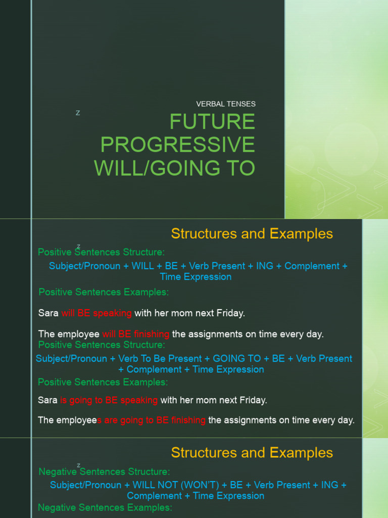 Future Progressive Will-Going To | PDF | Verb | Grammar