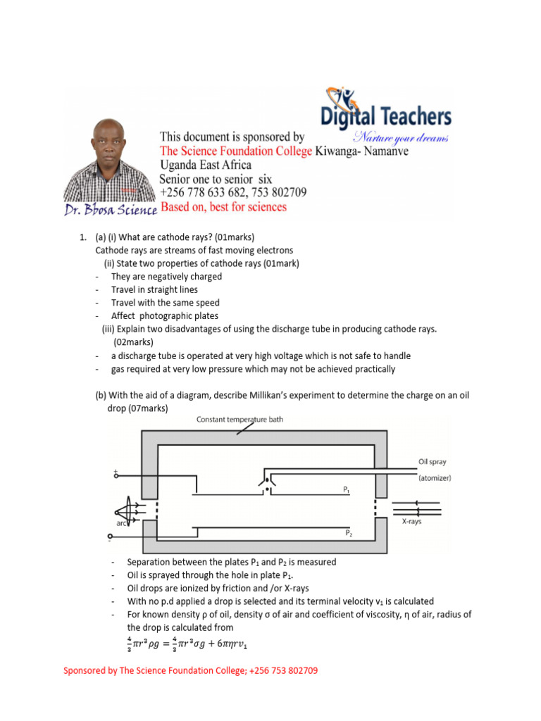 Section C Physics Paper 1 Revision Questions For A Level With Answers 1 | PDF | Radioactive ...