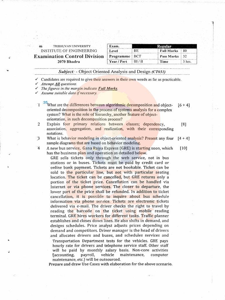 Engineering Exam Paper | PDF | Object (Computer Science) | Object Oriented Programming