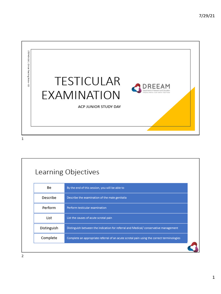 Testicular Examination Guide for Clinicians | PDF | Medical Specialties ...