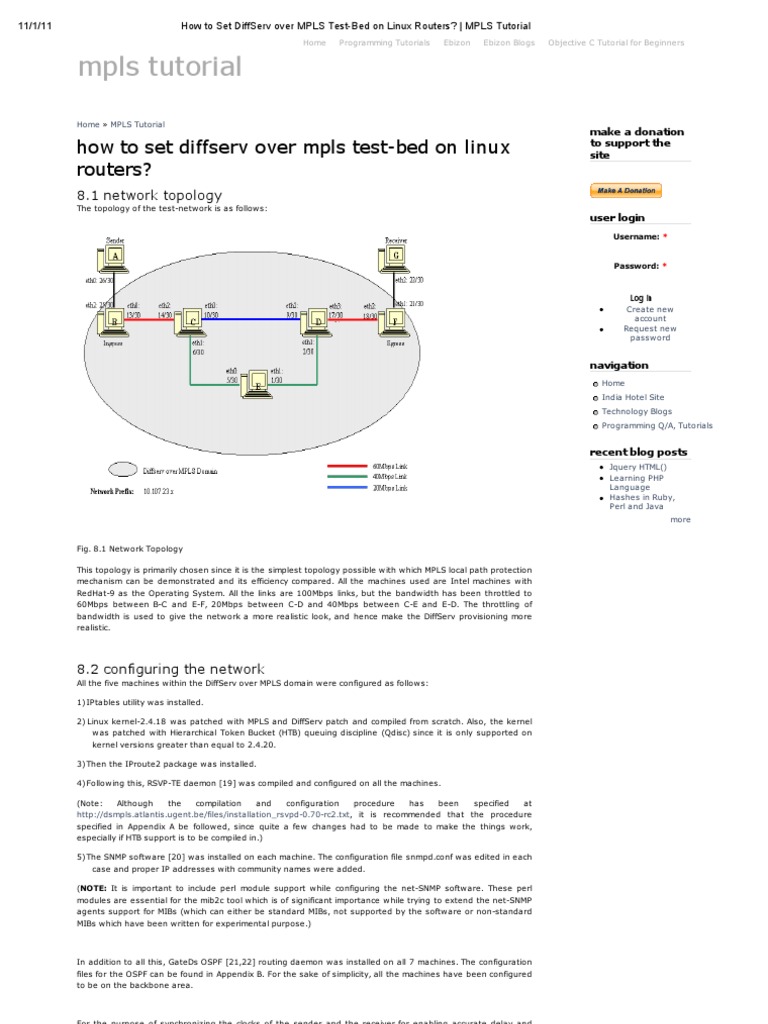 How To Set Diffserv Over Mpls Test Bed On Linux Routers Mpls Tutorial Pdf Communications