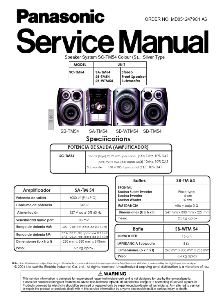 Panasonic Sa-Tm54 Mini Combo | PDF | Electrostatic Discharge ...