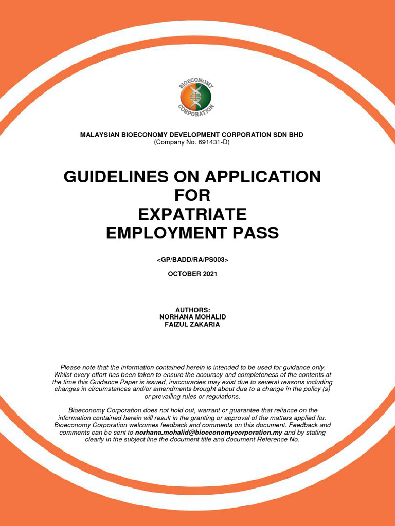 Guidelines on Employment Pass Applications in Malaysia | PDF ...