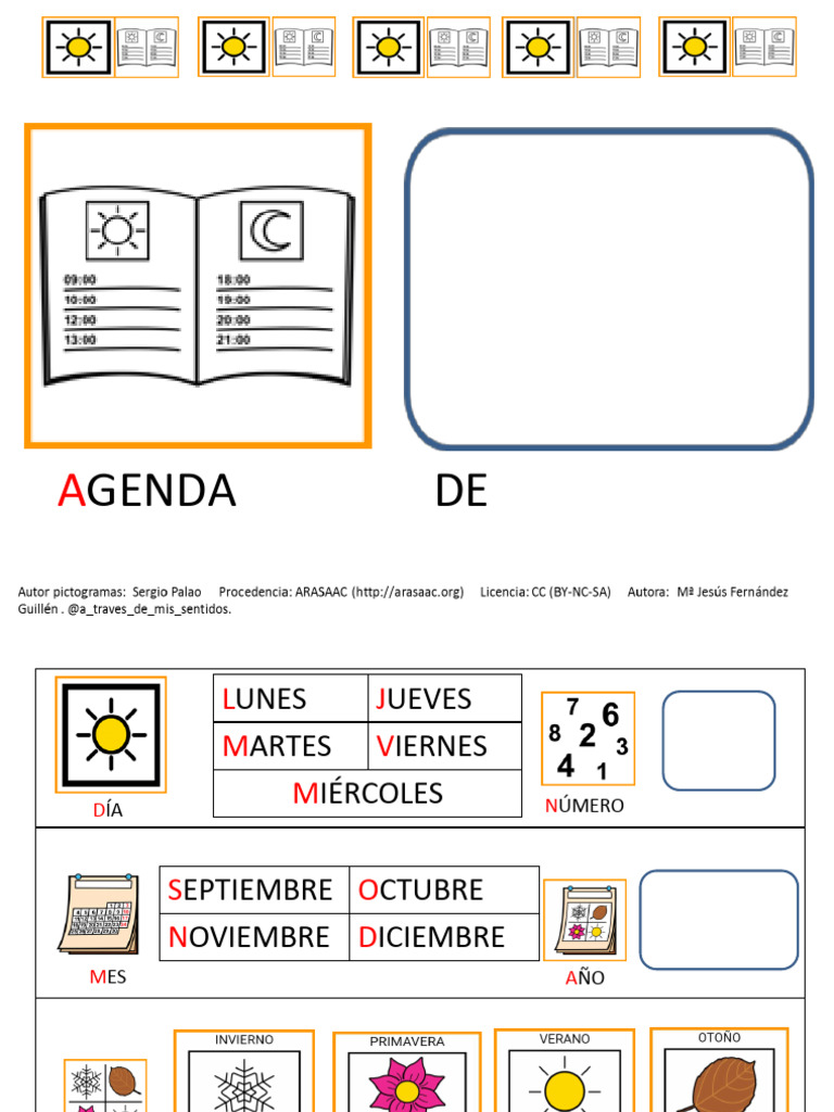 Agenda Visual con Pictogramas ARASAAC | PDF