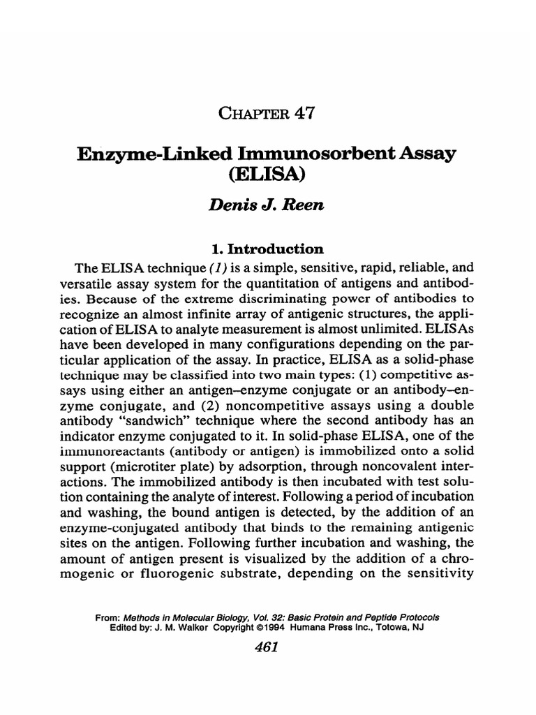 Enzyme-Linked Immunosorbent Assay 1994 | PDF | Elisa | Antibody