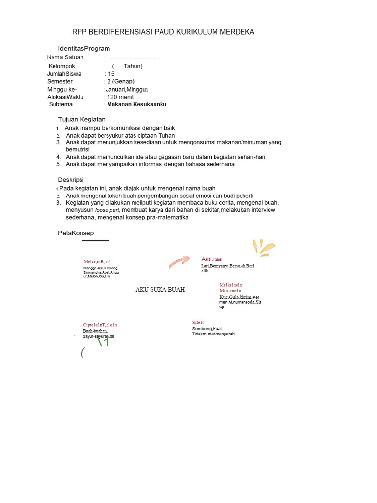 Contoh RPPH 1 | PDF | Pengembangan Diri