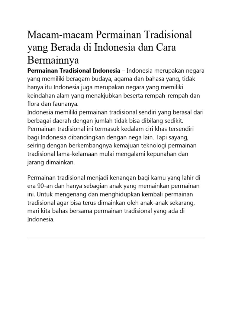 Bahan Permaian Tradisonal | PDF