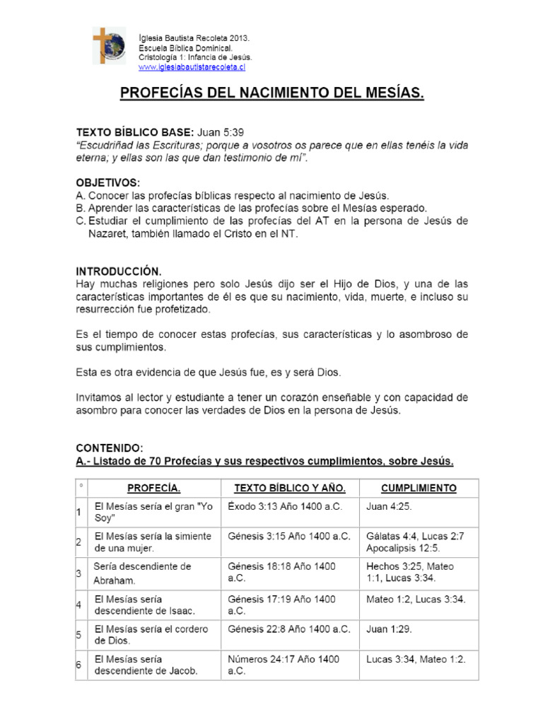 Profecías Del Nacimiento Del Mesías. | PDF