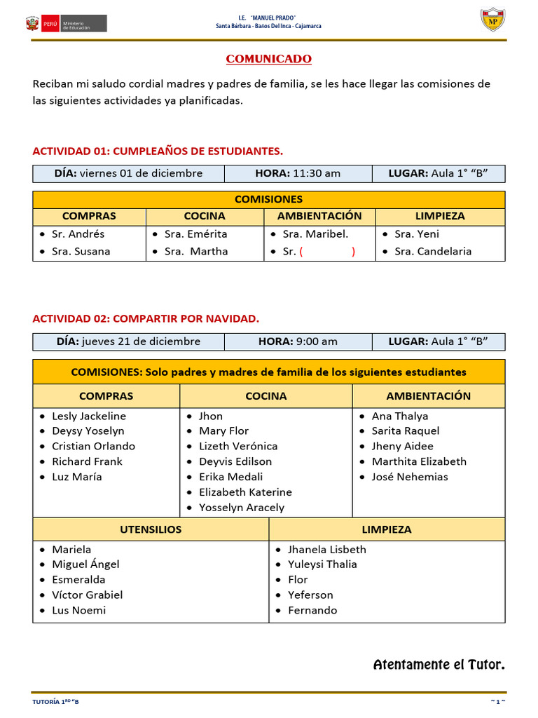 Comunicado Comisiones | PDF