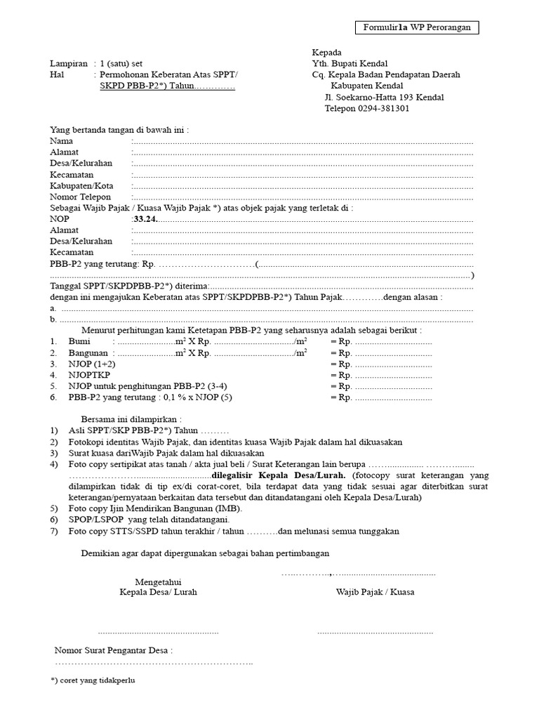 Formulir PBB (Lengkap) | PDF