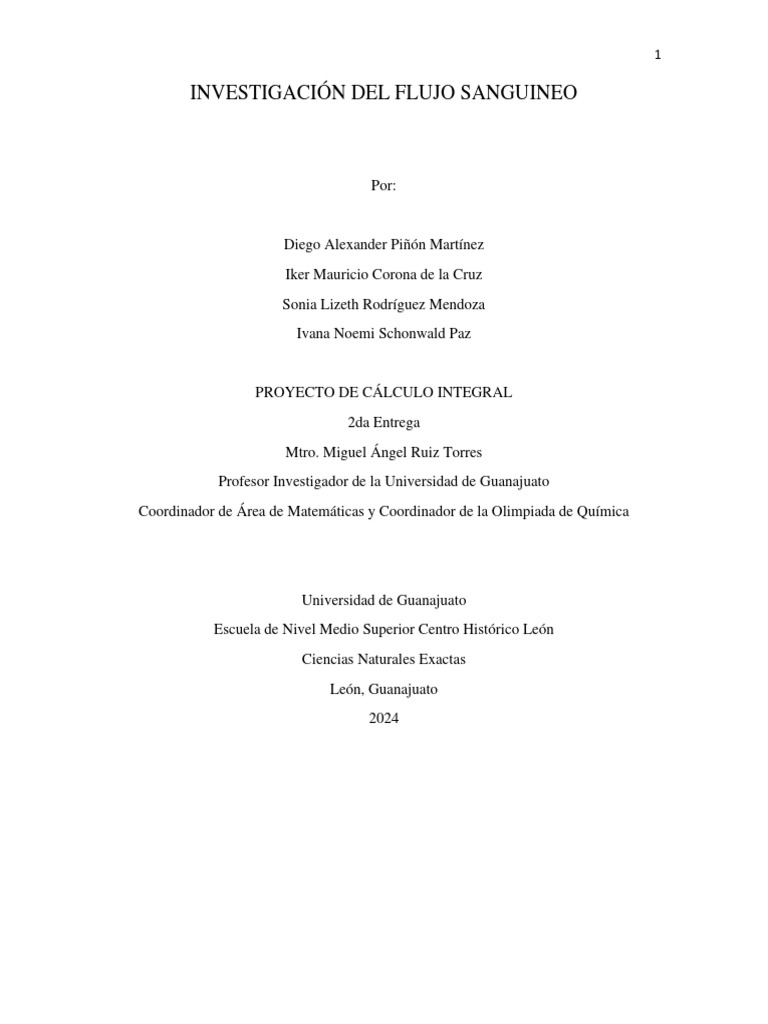 Aplicación Del Calculo Integral en El Flujo Sanguíneo 2 | PDF ...