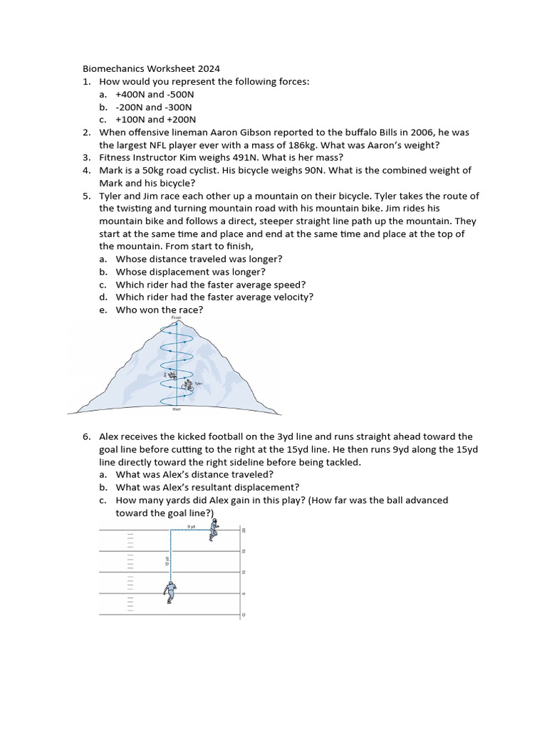 Biomechanics Worksheet 2024 | PDF | American Football
