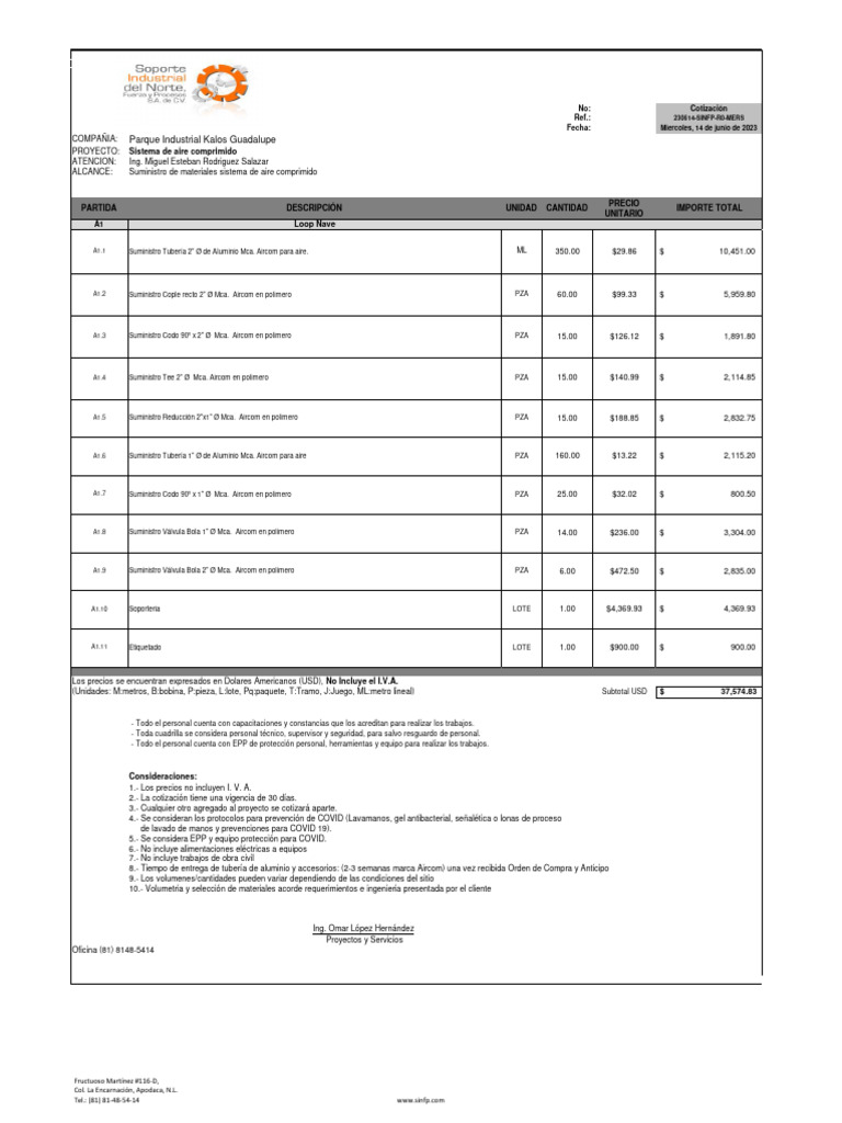 Kalos Sistema de Aire Comprimido Summat Sinfp Rev0 | PDF