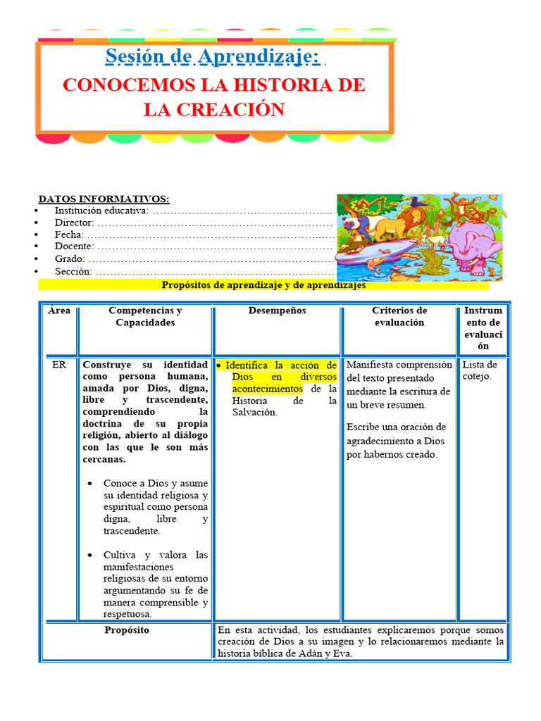 3° Sesión Día 2 Rel Conocemos La Historia de La Creación | PDF | Dios ... 3° Sesión Día 2 Rel Conocemos La Historia de La Creación | PDF | Dios ...
