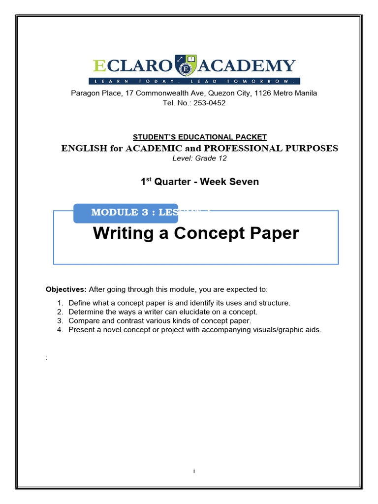 WEEK 7_EAPP_ WRITING a CONCEP PAPER | PDF | Hand Washing | Methodology