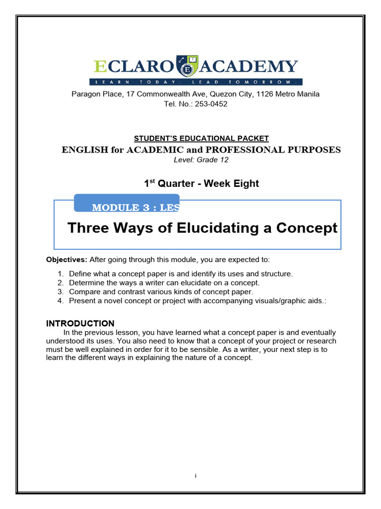 With Asnwer - WEEK 8 - EAPP - Three Ways of Elucidating A Concept | PDF ...