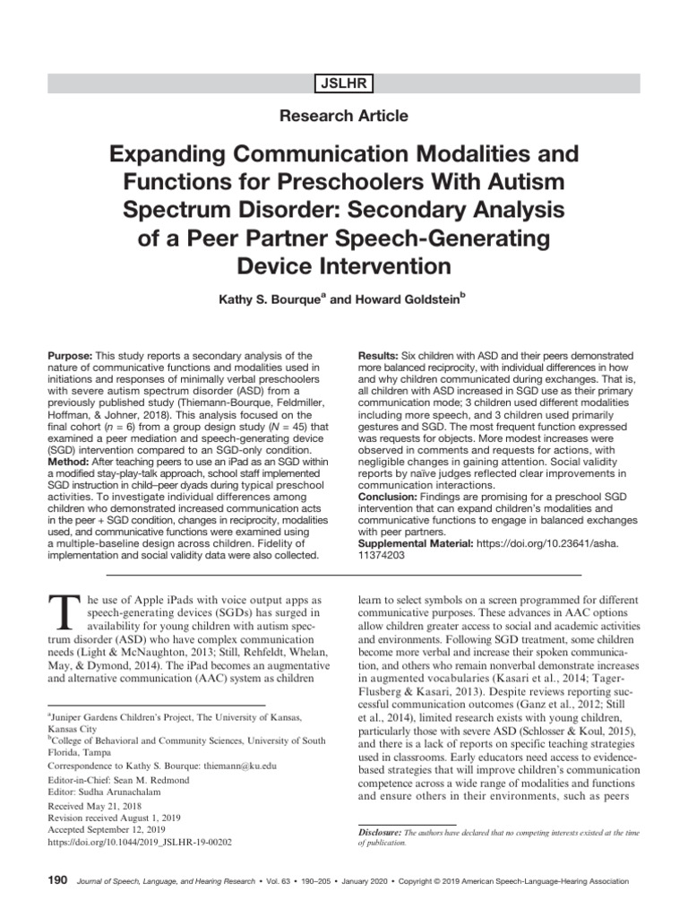 Expanding Communication Modalities and Functions For Preschoolers With ...