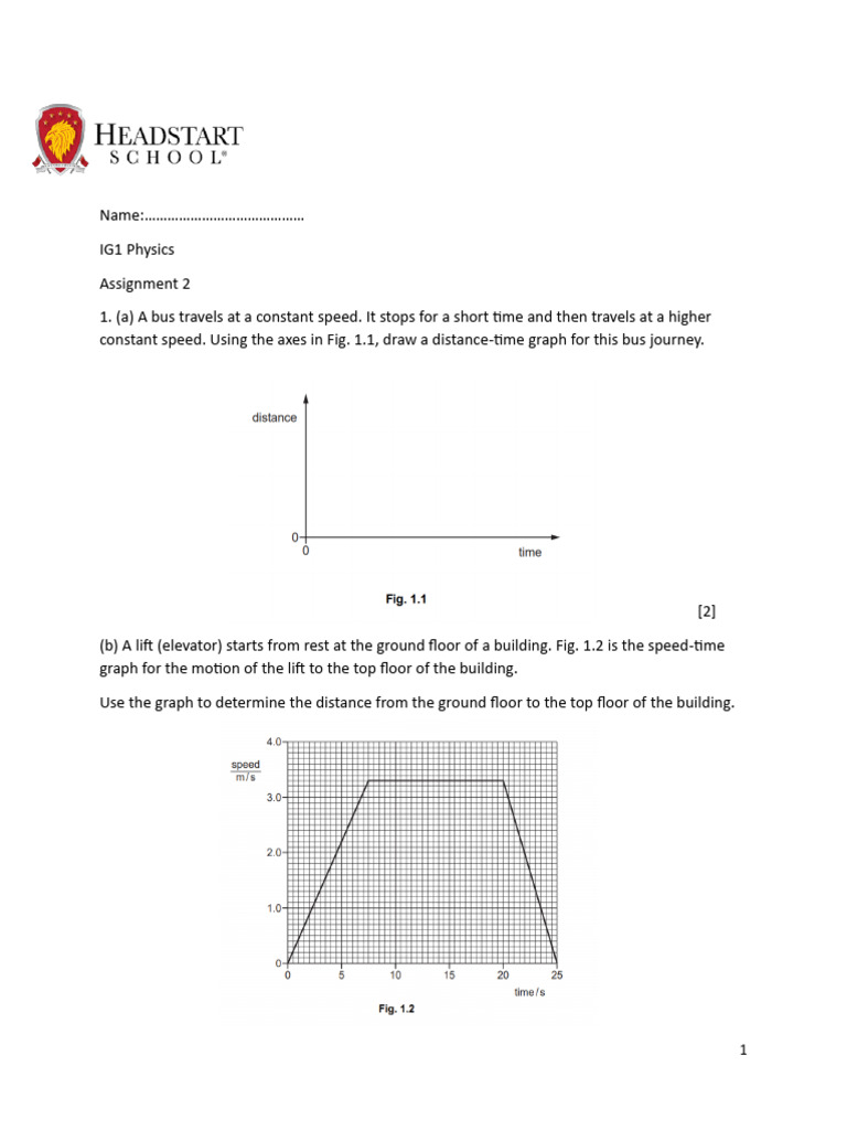 Home Work 2 Physics IG1 | PDF | Acceleration | Speed